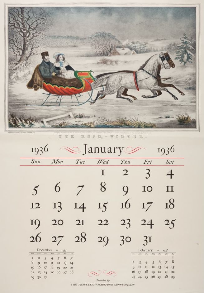 Travelers calendar, The Travelers, Hartford, Connecticut, 1936 ...