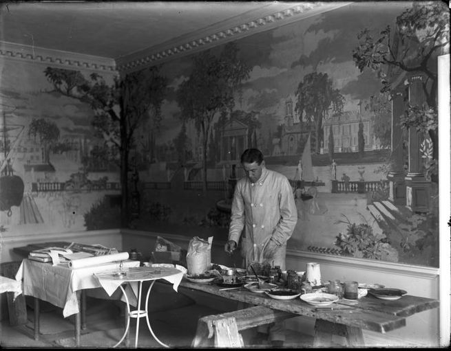 George Porter Fernald at work on Hamilton House mural | Historic New ...