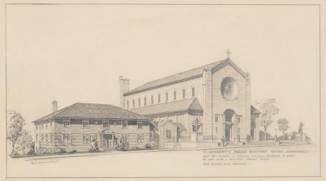 Drawing of St. Anthony's Parish Buildings, Revere, Mass., undated ...