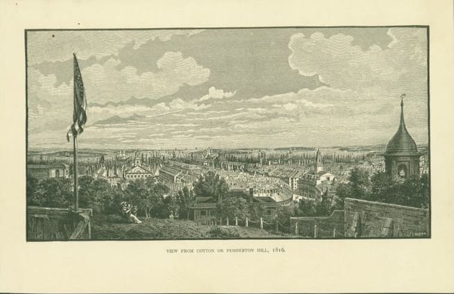 Frontispiece from the book, Memorial History of Boston, "View from ...