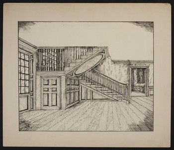 Early New England Interiors. [Pickering House hall and staircase ...