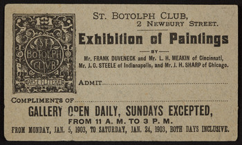 Exhibition of paintings, St. Botolph Club, 2 Newbury Street, Boston ...