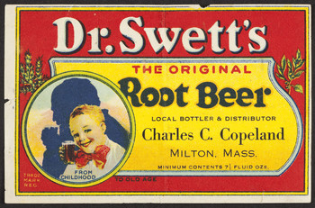Label for Dr. Swett's, the original root beer, Charles C. Copeland ...