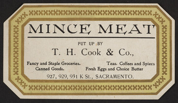 Label for mince meat put up by T.H. Cook & Co., fancy and staple ...
