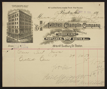 Billhead for The Twitchell-Champlin Company, importers, manufacturers ...