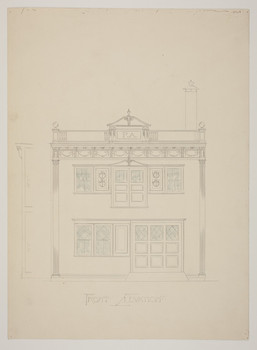 Front elevation of store front, undated | Historic New England