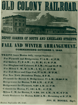 Old Colony Railroad fall and winter arrangement, depot corner of South ...