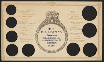 Trade card for The E.B. Horn Co., jewelers, 429 Washington Street ...