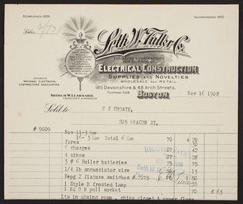 Billhead for the Seth W. Fuller Co., engineers & contractors for all ...