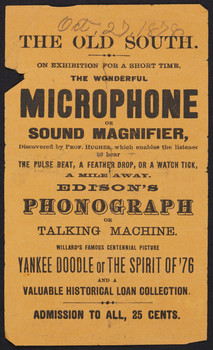 Handbill for the wonderful microphone or sound magnifier, Edison's ...