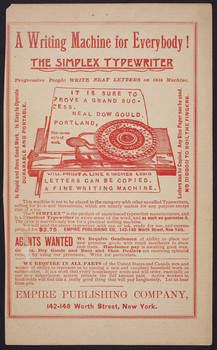 Handbill for the Simplex Typewriter, Simplex Typewriter Co., New York ...