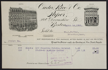 Billhead for Carter, Rice & Co., paper, 246 Devonshire Street, Boston ...