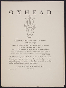 Oxhead, a mouldmade paper from Holland, toned laid antique, Japan Paper ...