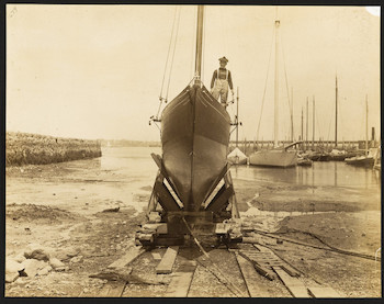 Charlie Barr aboard the cutter Shona | Historic New England