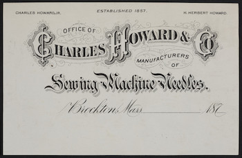 Letterhead for Charles Howard & Co., manufacturers of sewing machine ...