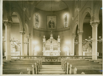 Interior view of St. Mary's Church, Melrose, Mass., undated | Historic ...
