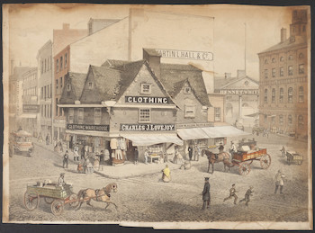 Print of the Old Feather Store by Louis Prang | Historic New England