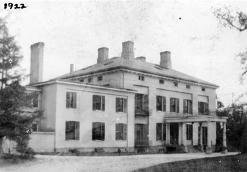 Exterior view of the façade of Bellmont, the Cushing-Col. Benton Estate ...