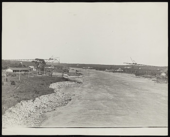 A view of the construction of the new Bourne Bridge | Historic New England