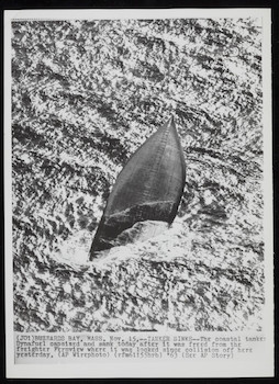 A tanker sinks on the Cape Cod Canal | Historic New England