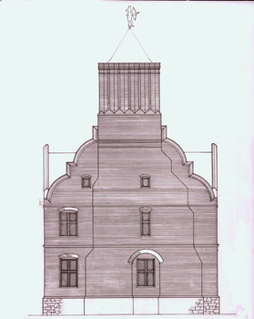 Conjectural drawing for restored north elevation of the Province House ...