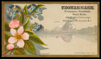 Trade card for Thomas Cash, newspapers, periodicals, blank books and ...