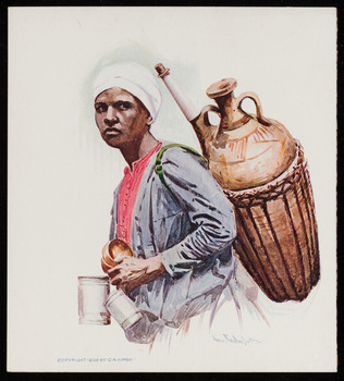 Trade card for Nestor Cigarettes, man with water container, Nestor ...