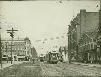Exterior view of Washington and Market Streets, Brighton, Mass ...