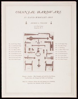 Colonial hardware in hand wrought iron, Myron S. Teller, 280 Wall ...