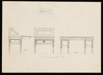 Pencil Drawing -- "Desk and Table for Library" | Historic New England
