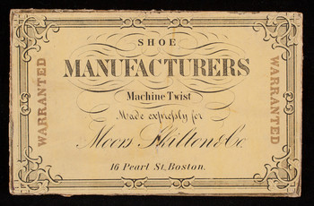 Box label for shoe manufacturers machine twist, made exclusively for ...