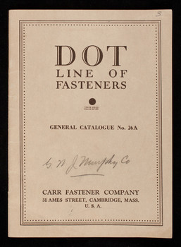 Dot line of fasteners, general catalogue no. 26A, Carr Fastener Company ...
