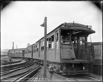 Rear Train Damage that was in subway accident at Park St. Station on ...