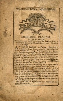 Advertisement for Ebenezer Clough, paper-stainer, Boston, Mass., 1801 ...
