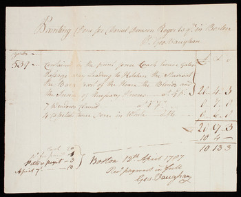 Billhead, painting done for Daniel Denison Rogers, Esq. in Boston, B ...
