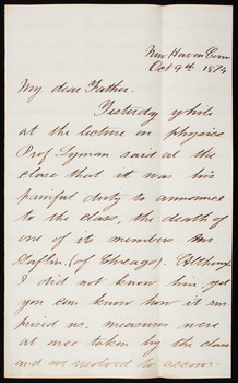 Thomas Lincoln Casey, Jr. to Thomas Lincoln Casey, October 9, 1874 ...