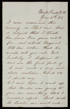 Thomas Lincoln Casey Jr. to unknown, June 4, 1878 | Historic New England