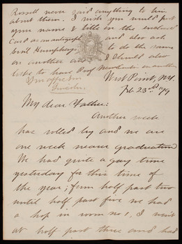Thomas Lincoln Casey, Jr. to Thomas Lincoln Casey, February 23, 1879 ...