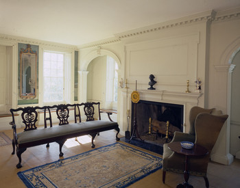 Parlor showing fireplace wall and furniture, Hamilton House, South ...