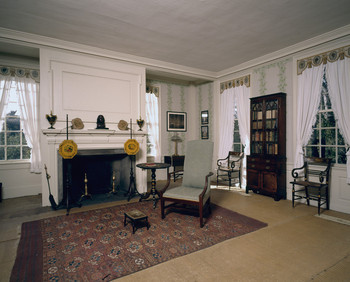 Back parlor showing fireplace, Hamilton House, South Berwick, Maine ...
