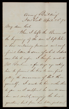 General [Horatio] G. Wright to Thomas Lincoln Casey, April 22, 1872 ...