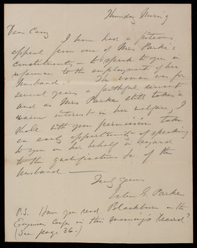 Parke to Thomas Lincoln Casey, undated [February 1878] | Historic New ...