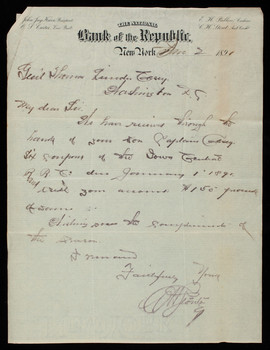 E. H. Pullen to Thomas Lincoln Casey, January 2, 1891 | Historic New ...