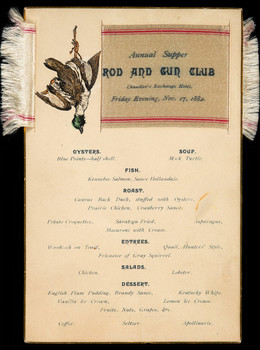 Annual supper, Rod and Gun Club, Chandler's Exchange Hotel, location ...