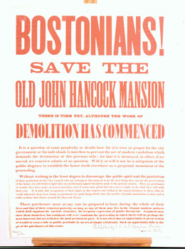 Bostonians! Save the old John Hancock Mansion, Boston, Mass., dated ...