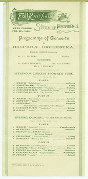 Program of concerts on the Steamer Providence, Feb. 1890 | Historic New ...