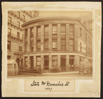 Exterior view of the first Brazer Building, State and Devonshire ...