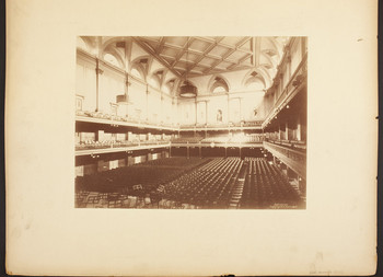 Interior view of the Boston Music Hall facing audience seating, as seen ...