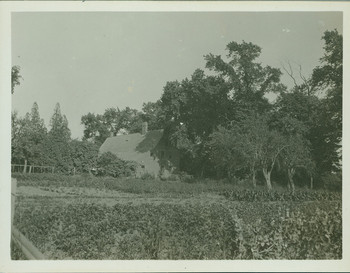 Exterior view of Pierce House with garden, Dorchester, Mass., 1918 ...