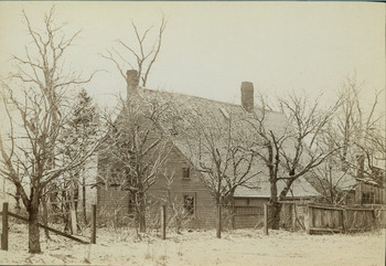 Exterior view of the Pierce House in winter, Dorchester, Mass., undated ...